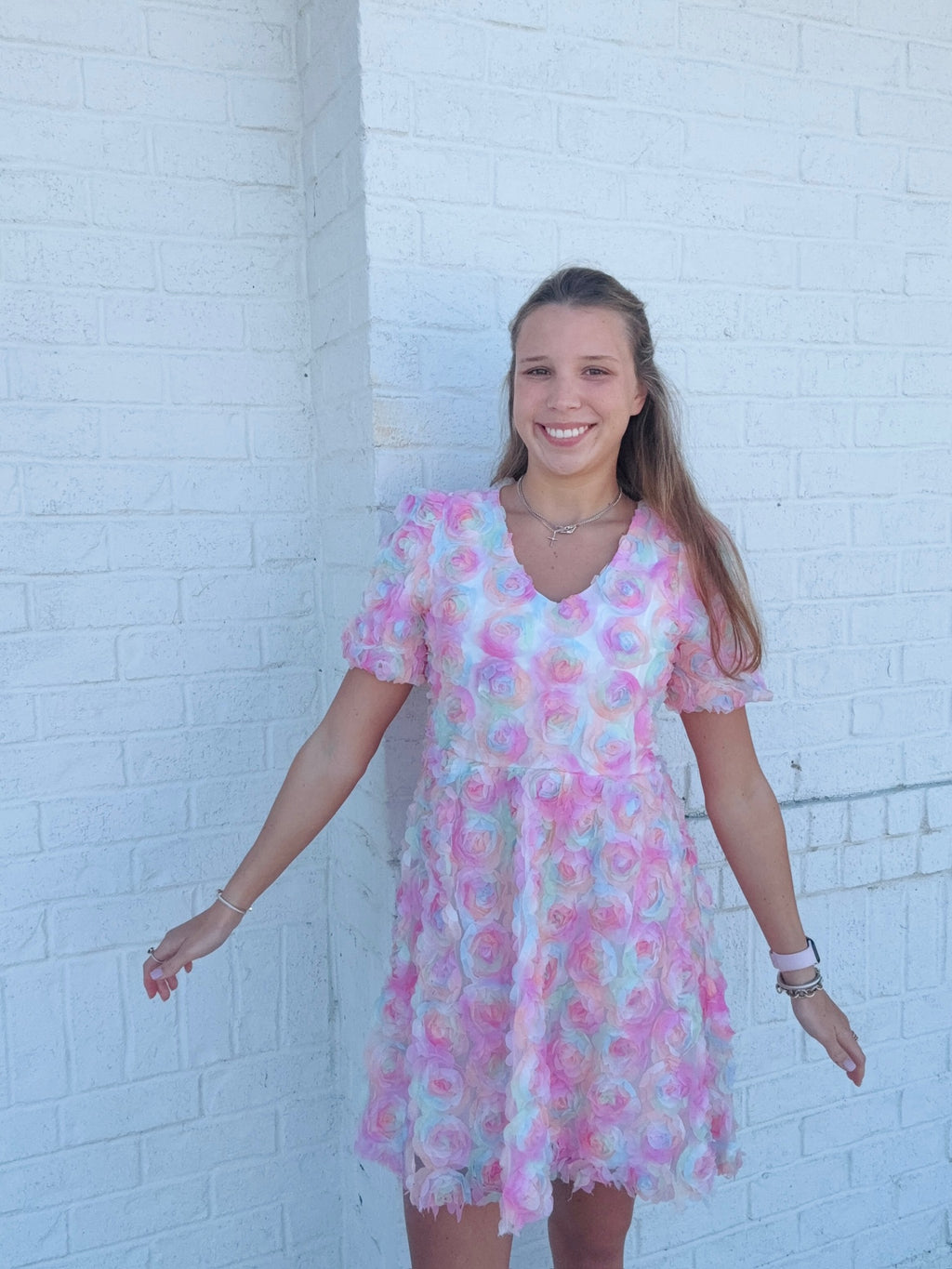 Multi Floral Puff Sleeve Dress – Ace of Grace Boutique